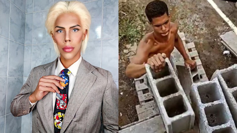 Jovem desiste de ser "Ken humano" e vira auxiliar de pedreiro