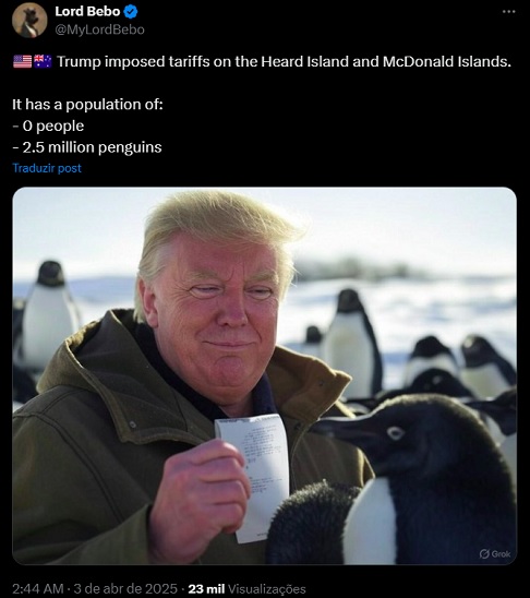 Tarifa de Trump sobre ilhas desabitadas da Austrália vira meme nas redes